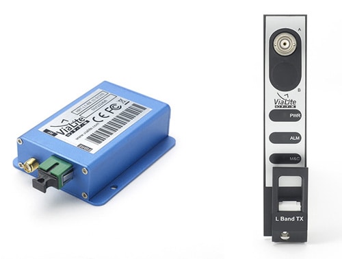 ViaLite blue OEM RF over fibre module and rack chassis card - PPM Systems